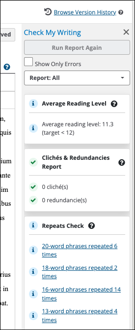 How do I use Check My Writing?
